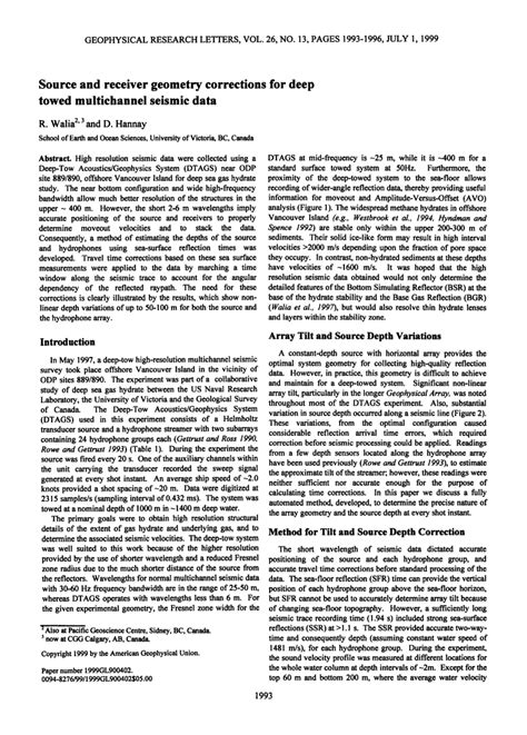 Pdf Source And Receiver Geometry Corrections For Deep Towed
