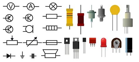 Set Of Radio Component Resistor Transistor Diode And Capacitor Radio