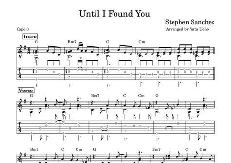 Until I Found You Stephen Sanchez Fingerstyle Guitar Tab Yuta Ueno