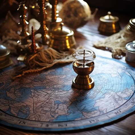 A Map Of The World Is On A Table With Other Objects Premium Ai