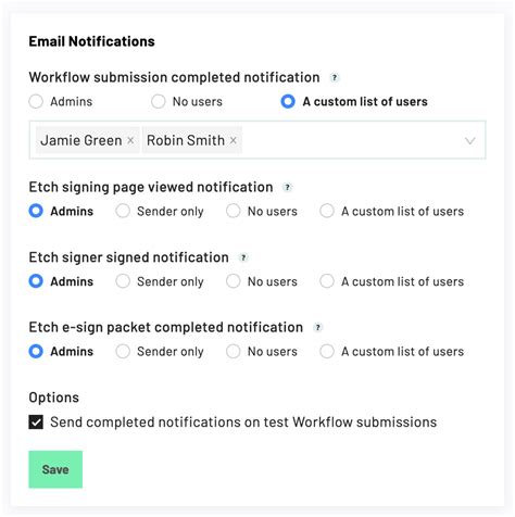 Manage Workflow Email Notifications