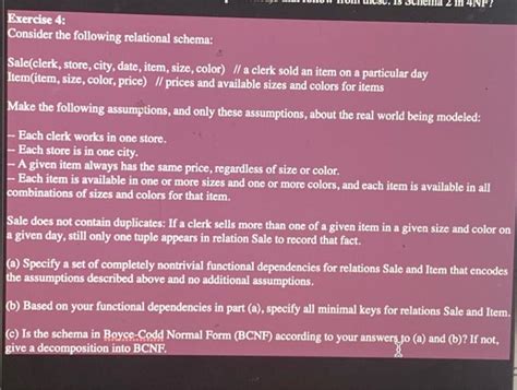solved exercise 4 consider the following relational schema