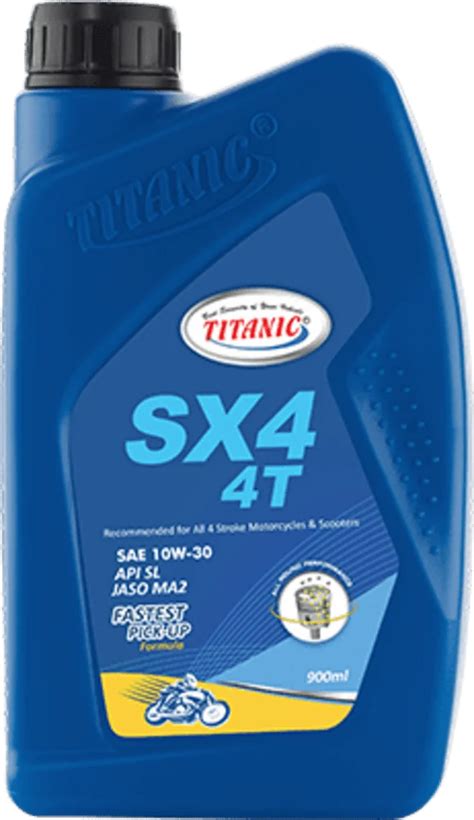 Titanic Sx4 4t Sae 10w 30 Api Sl Jaso Ma2 Bottle Of 900ml At ₹ 200 Can In Surat