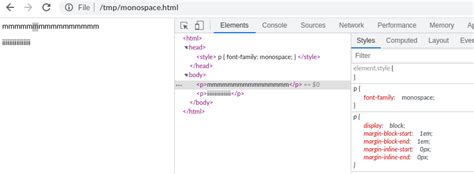 Css Why Does Font Family Monospace Not Render The Text With A Non Proportinal Font
