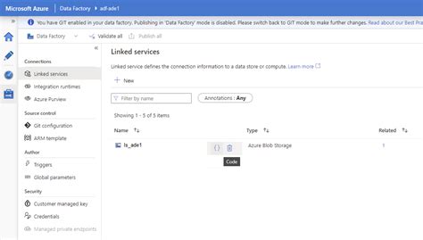 Azure Data Factory Linked Service Advanced Authoring Azure Data