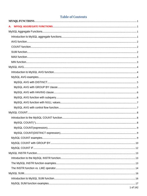 Mysql Functions Pdf Table Database Computer Programming