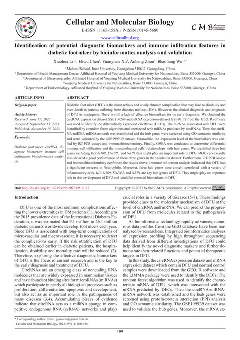 Pdf Identification Of Potential Diagnostic Biomarkers And Immune