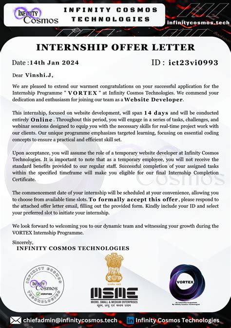 Vinshi J On Linkedin Infinitycosmostechnologies Interns