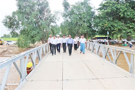 တပ်ကုန်းမြို့နယ်အတွင်း ပြန်လည်ထူထောင်ရေး လုပ်ငန်းများ ဆောင်ရွက်နေမှုကို ပြည်ထောင်စုဝန်ကြီး ဦးလ