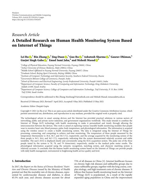 Pdf A Detailed Research On Human Health Monitoring System Based On Internet Of Things