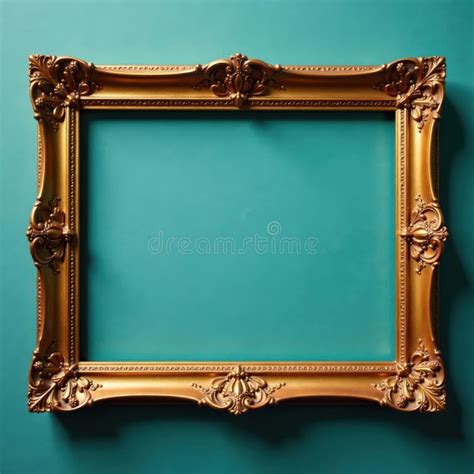 Aged Gold Rectangular Frame Cutout Elongated Weathered Empty Space