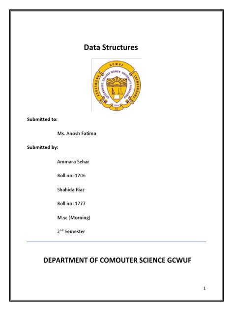 Data Structures Department Of Comouter Science Gcwuf Pdf Computer Programming Computing