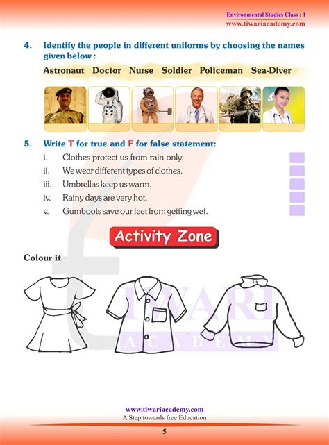 NCERT Solutions For Class 1 EVS Chapter 5 Our Clothes