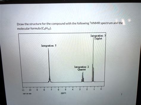 Solved Draw The Structure For The Compound With The Following 1h Nmr Spectrum And The