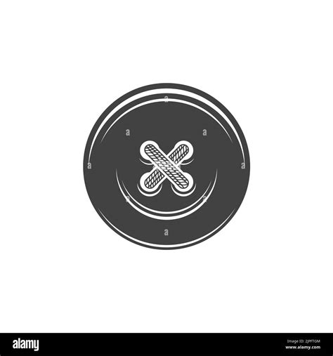 Round Button With Holes Crossed Threads Isolated Monochrome Icon
