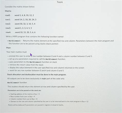 Solved Consider The Matrix Shown Below Matrix Row0 Row1 Chegg