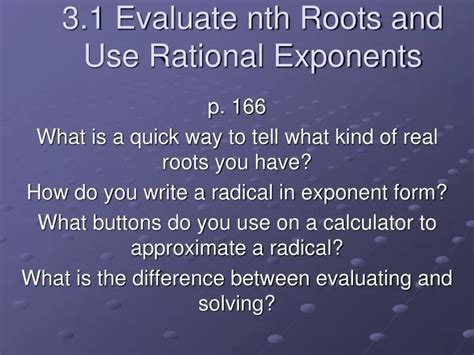 PPT Evaluate Nth Roots And Use Rational Exponents PowerPoint Presentation ID