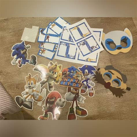 Party Supplies Two Unused Sonic Masks With Unused Sonic Cutouts And Place Cards Poshmark