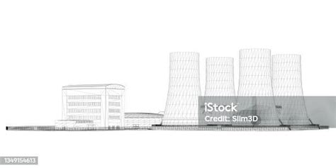 흰색 배경에 격리 된 검은 색 라인에서 전원 스테이션 와이어 프레임 측면 보기입니다 3d 벡터 일러스트레이션 와이어 프레임 모델에 대한 스톡 벡터 아트 및 기타 이미지