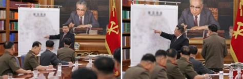 김정은 손으로 서울·계룡대 찍으며 군사회의…공세적 전쟁준비