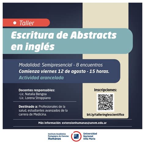 Inscripciones Abiertas Para El Taller Escritura De Abstracts En Inglés