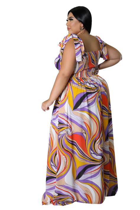 Final Sale Plus Size Chiffon Maxi Dress With Self Tie Shoulder Straps