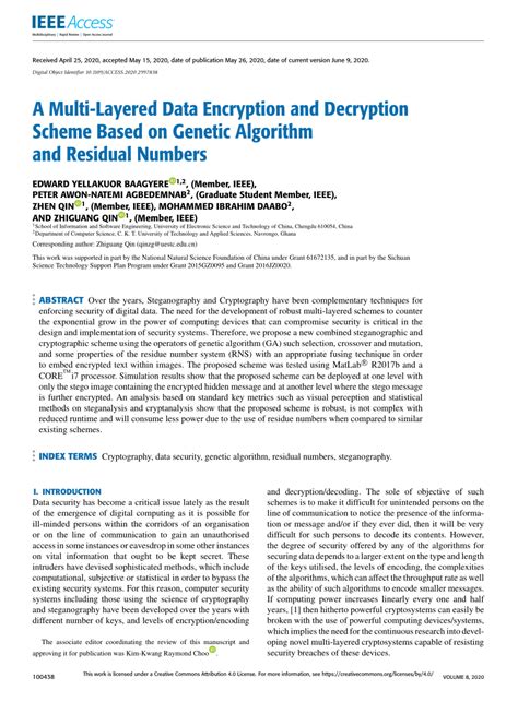 Pdf A Multi Layered Data Encryption And Decryption Scheme Based On Genetic Algorithm And