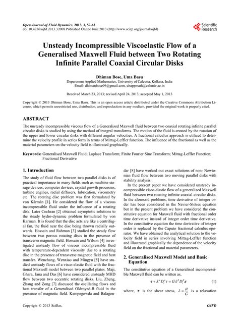 Pdf Unsteady Incompressible Viscoelastic Flow Of A Generalised