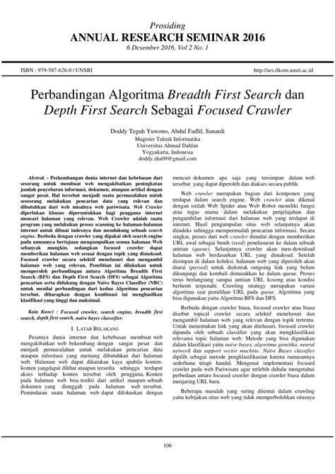 Pdf Perbandingan Algoritma Breadth First Search Dan Depth First