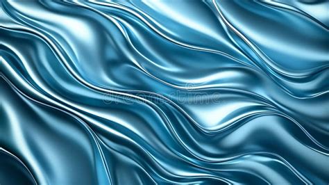 Abstract Blue Metallic Waves With Glossy Liquid Texture Modern Design