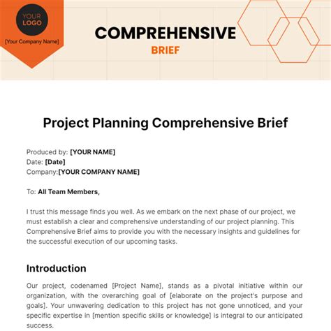 Free Comprehensive Brief Template To Edit Online