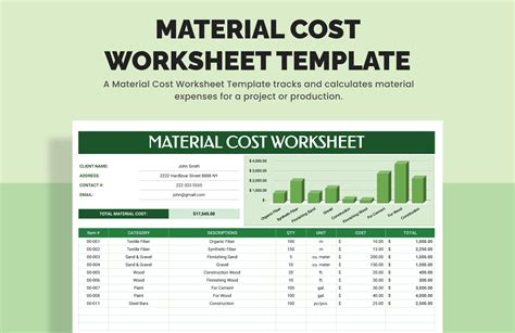 Material Cost Worksheet Template In Excel Google Sheets Download Template Net