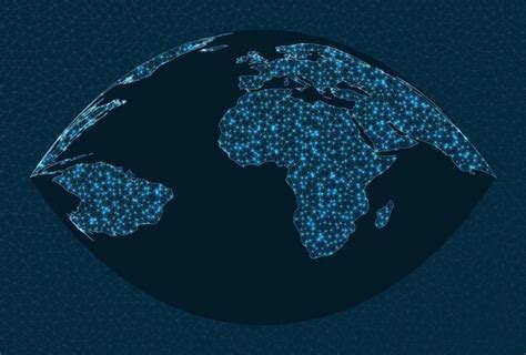 Global Network Concept Robinson Projection World Network Vibrant Connections Map Stock Vector By