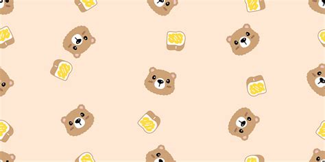 곰 극지 완벽 한 패턴 갈색 빵 빵집 빵 굽기 음식 테디 얼굴 머리 벡터 착한 애 만화 낙서 선물 포장지 타일 배경 반복 벽지