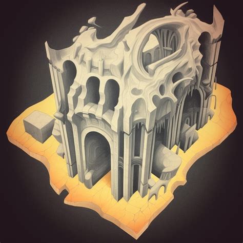 Premium Photo There Is A 3d Image Of A Building Made Of Concrete Generative Ai