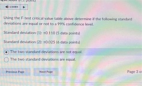 Solved Using The F Test Critical Value Table Above Determine Chegg Com