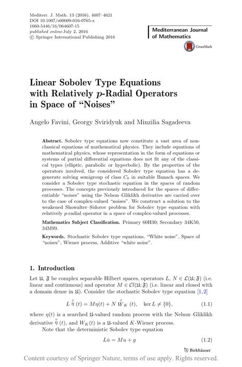 Linear Sobolev Type Equations With Relatively P Radial Operators In Space Of “noises” Request Pdf