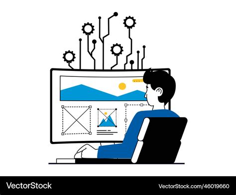 Web Development Concept With Character Situation Vector Image