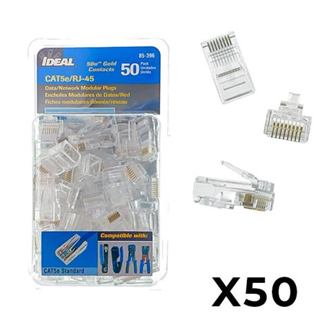 Ideal Rj 45 Cat5e Ethernet 8p8c Modular Plug Connectors 50 Pack Nellys Security
