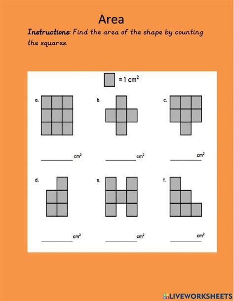 Area Counting Squares Worksheet