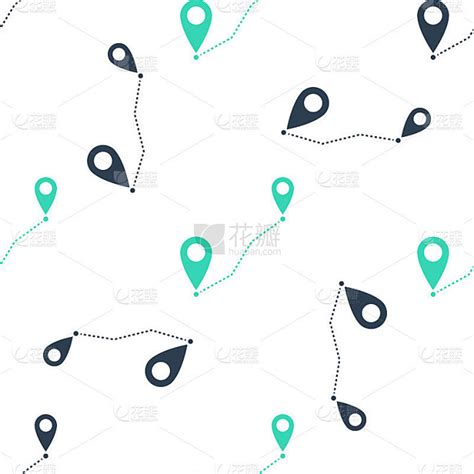 绿色路线位置图标隔离无缝模式上的白色背景。地图上指针的迹象。道路的概念。gps导航器。向量