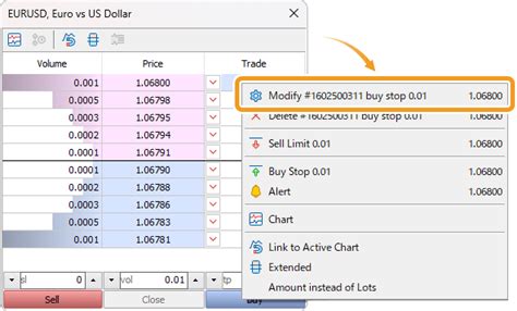Place Limitstop Order On The Depth Of Market Metatrader45 User