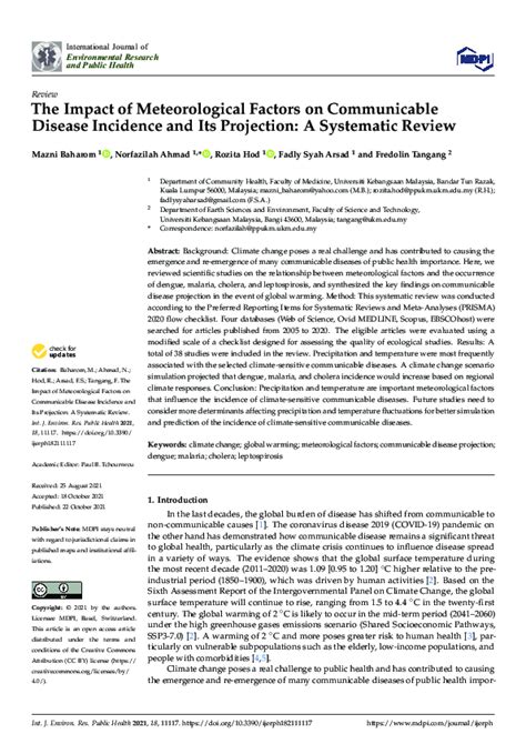 Pdf The Impact Of Meteorological Factors On Communicable Disease Incidence And Its Projection