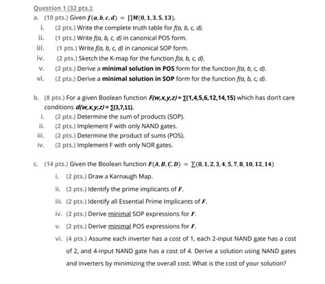 Solved Question 1 32 Pts A 10 Pts Given Fa Bcd
