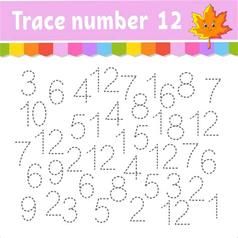 추적 번호 필기 연습 아이들을 위한 숫자 학습 교육 개발 워크시트 활동 페이지 프리미엄 벡터
