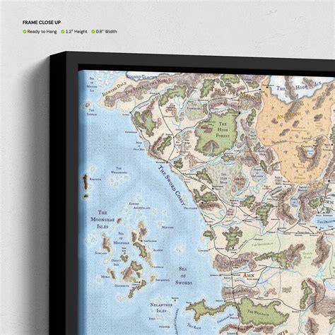 Map Of Faerun Print Faerun Map From Forgotten Realms Canvas Fantasy