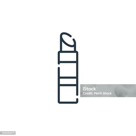 립스틱 벡터 아이콘 립스틱 편집 가능한 스트로크 웹 및 모바일 앱 로고 인쇄 매체에 사용하기 위한 립스틱 선형 기호입니다 얇은 선 그림 벡터 격리 된 윤곽선 도면입니다 0