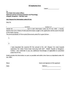 Fillable Online RTI Application Form Fax Email Print PdfFiller