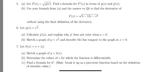 Solved A Let F X Vg X Find A Formula For F X In Chegg