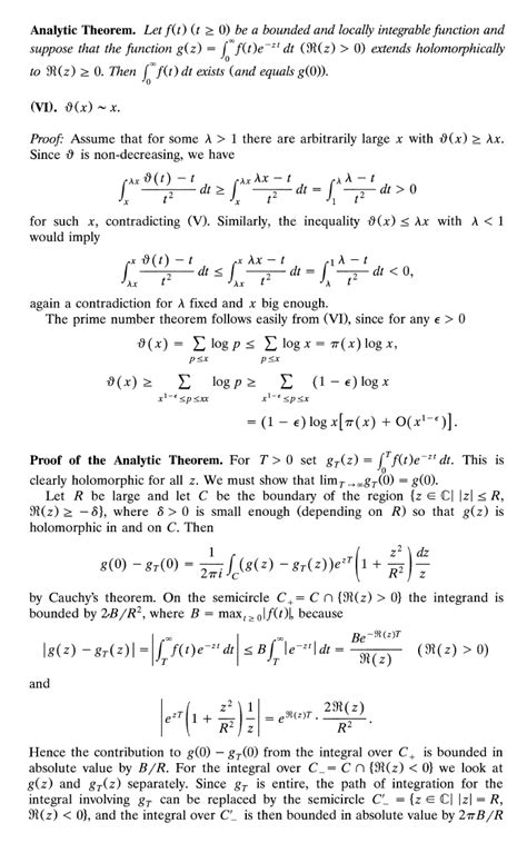 Complex Analysis Newman S Natural Proof Analytic Of Prime Number Theorem